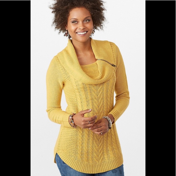 Sweaters | New Zip Cowl Neck Cable Knit Tunic | Poshmark